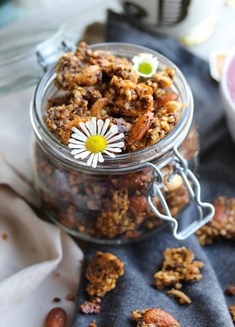 Big Cluster Buckwheat Almond Butter Granola - Dishing Out Health