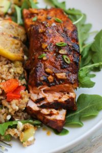 Mediterranean Salmon Bulgur Bowls - Dishing Out Health