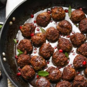Beef and Bulgur Meatballs in Pomegranate Sauce - Dishing Out Health