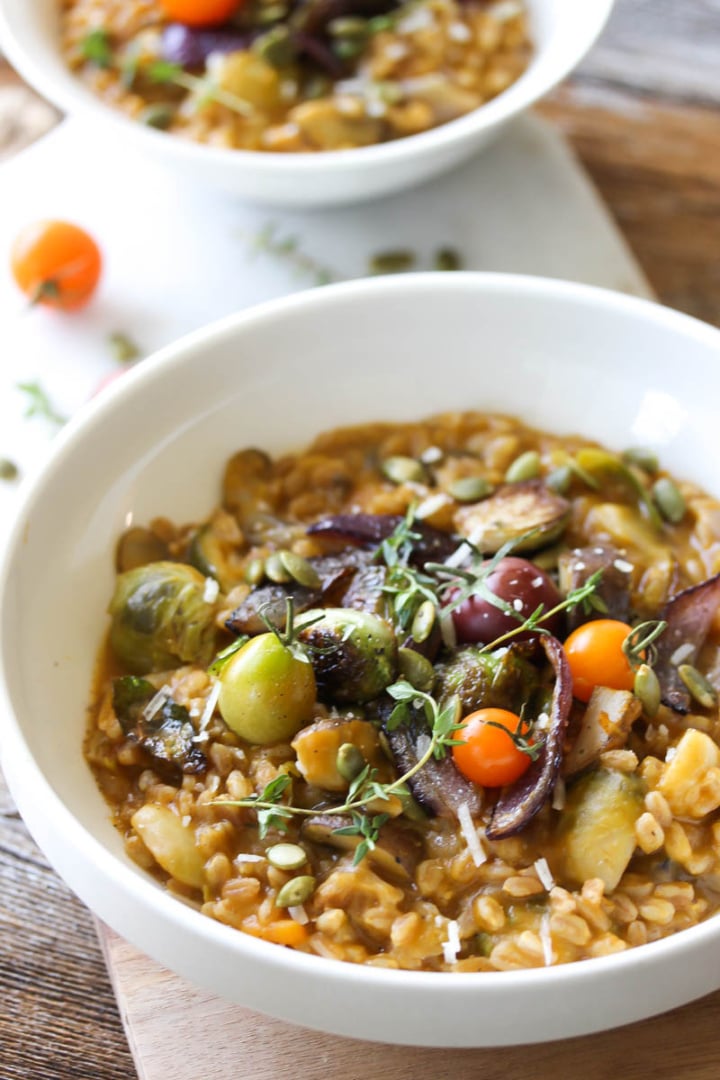 One Pot Autumn Vegetable Farrotto - Dishing Out Health