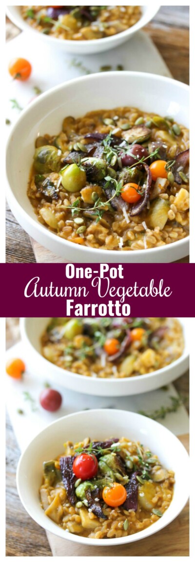 One Pot Autumn Vegetable Farrotto - Dishing Out Health