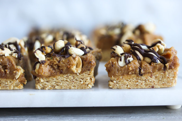 Vegan Peanut Butter Snickers Bars (No Bake, 5 Ingredients) - Dishing ...