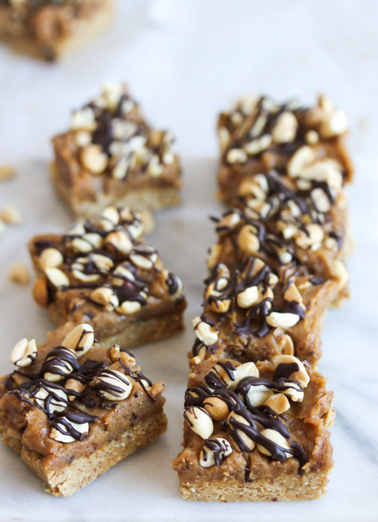 Vegan Peanut Butter Snickers Bars (No Bake, 5 Ingredients) - Dishing ...