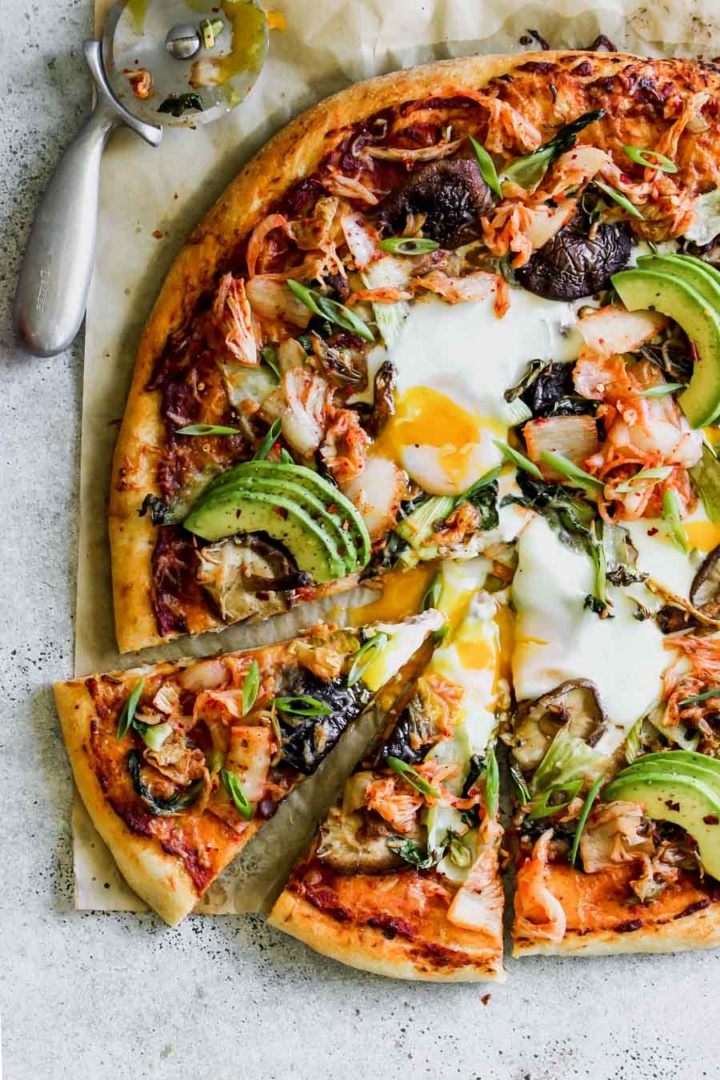The Ultimate Kimchi Breakfast Pizza - Dishing Out Health