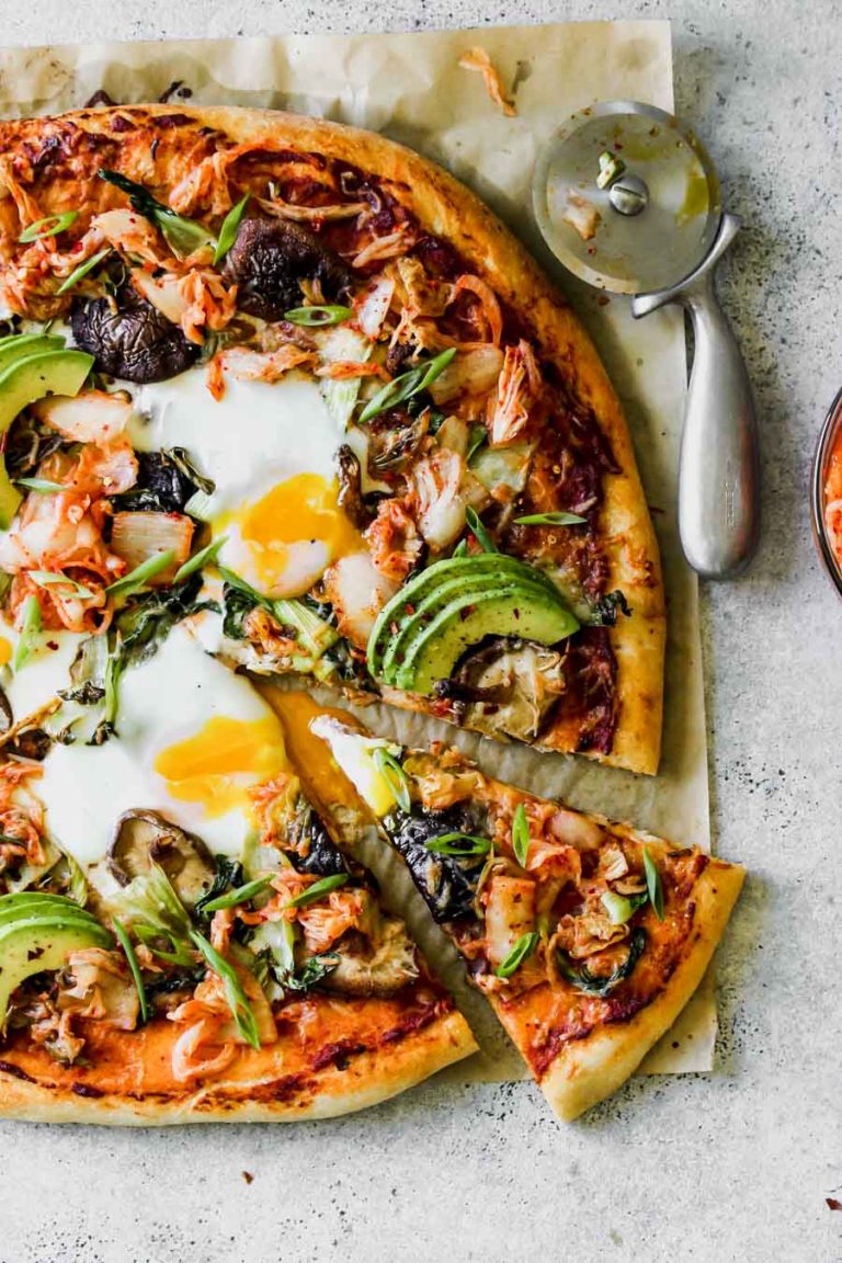The Ultimate Kimchi Breakfast Pizza - Dishing Out Health