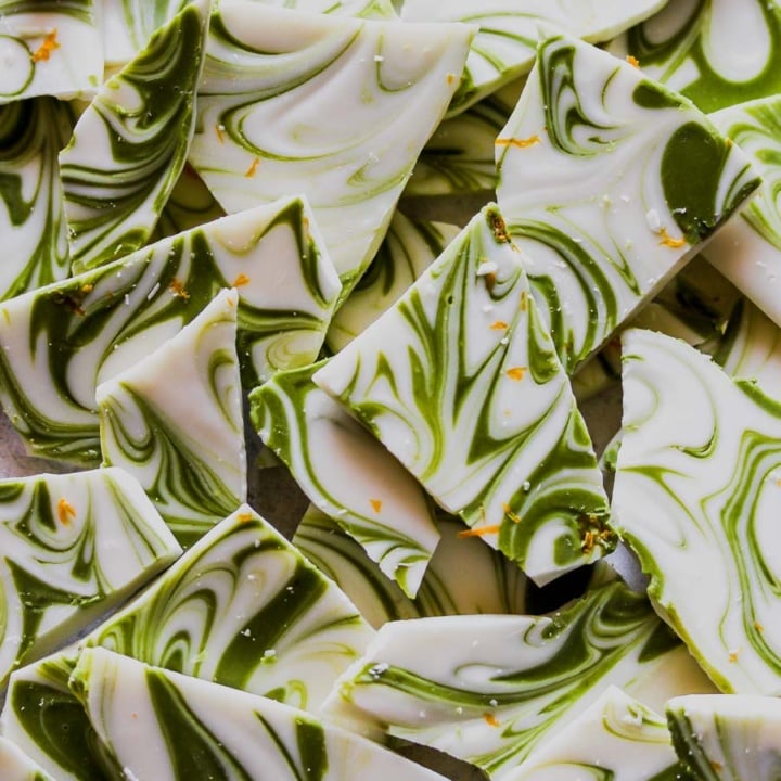Matcha-Tahini White Chocolate Bark - Dishing Out Health