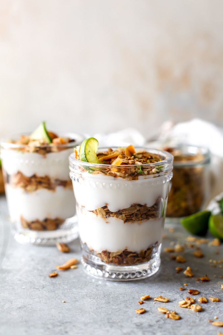 Key Lime Parfaits with Graham Cracker Granola - Dishing Out Health