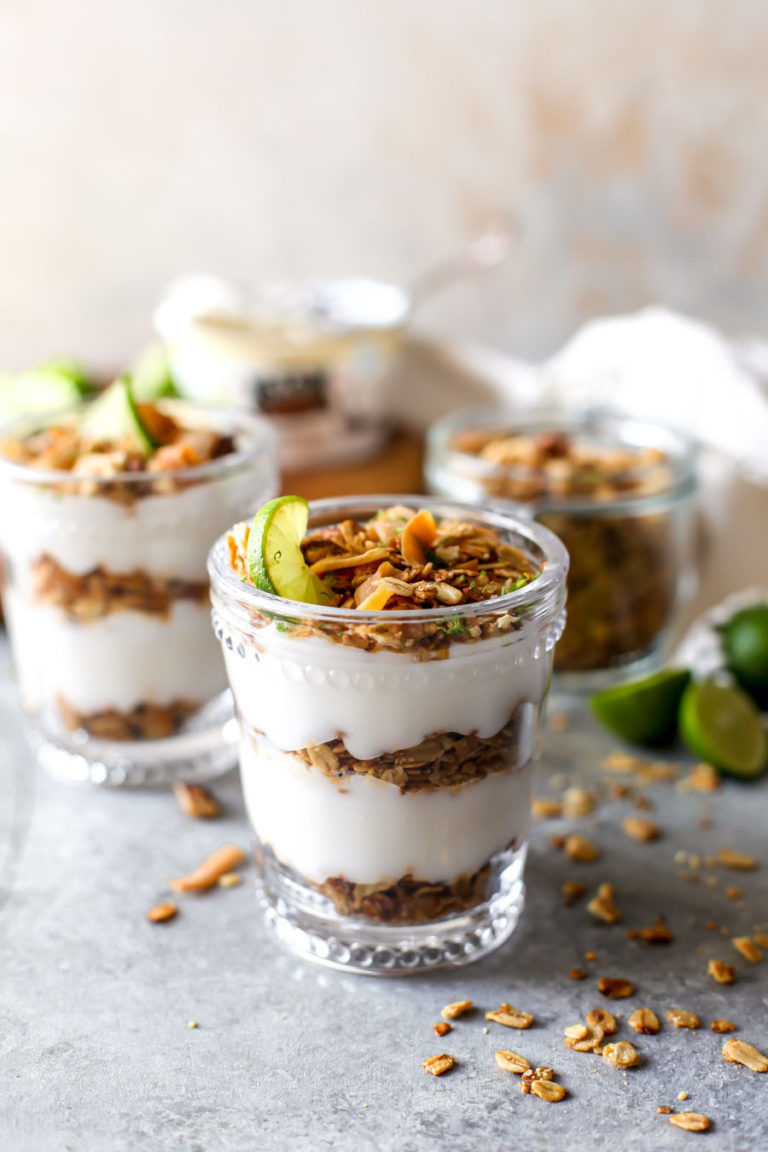 Key Lime Parfaits with Graham Cracker Granola - Dishing Out Health