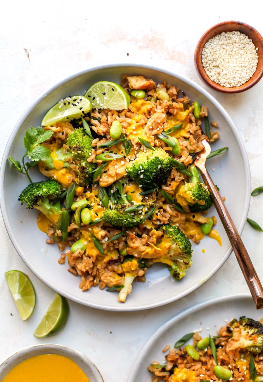 30 Minute Broccoli Fried Rice with Turmeric-Tahini Sauce | Dishing Out ...