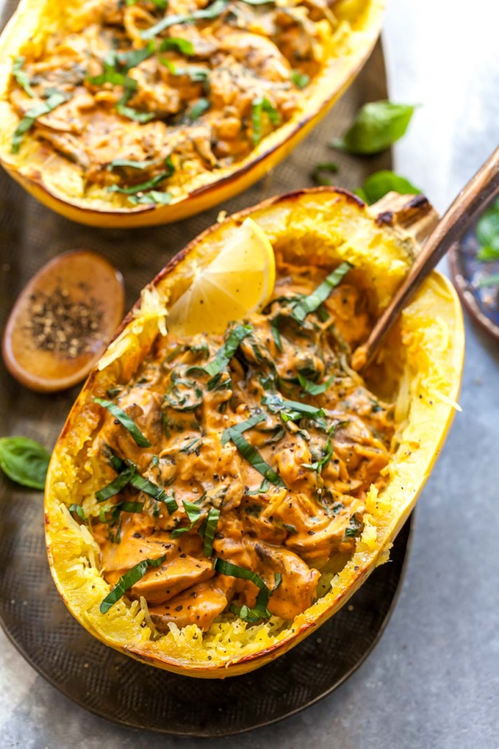 Spaghetti Squash with Vegan Vodka Sauce - Dishing Out Health