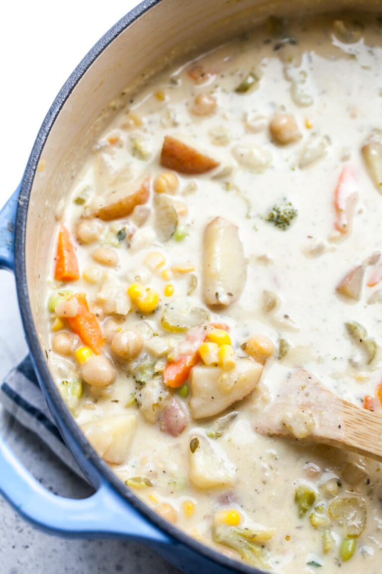 Creamy Vegetable Soup (Vegan) - Dishing Out Health