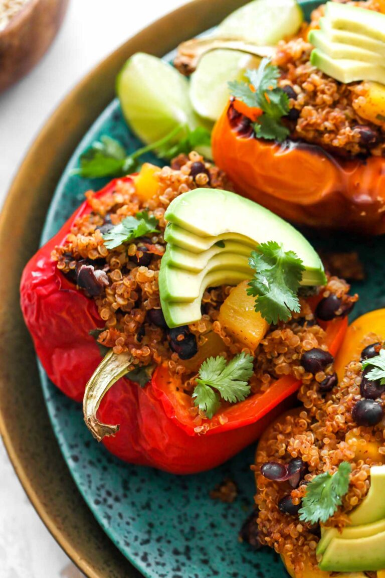 Easy Quinoa Stuffed Peppers (Vegan) - Dishing Out Health