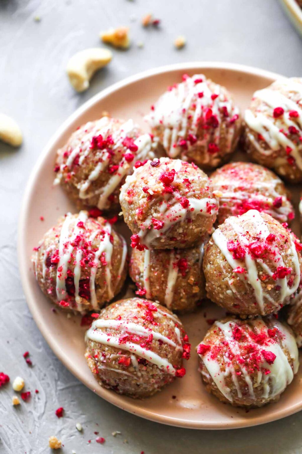 Raspberry White Chocolate Energy Balls - Dishing Out Health