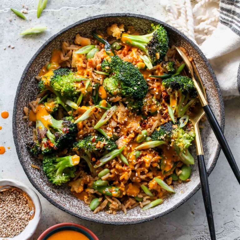 30 Minute Broccoli Fried Rice with Turmeric-Tahini Sauce - Dishing Out ...