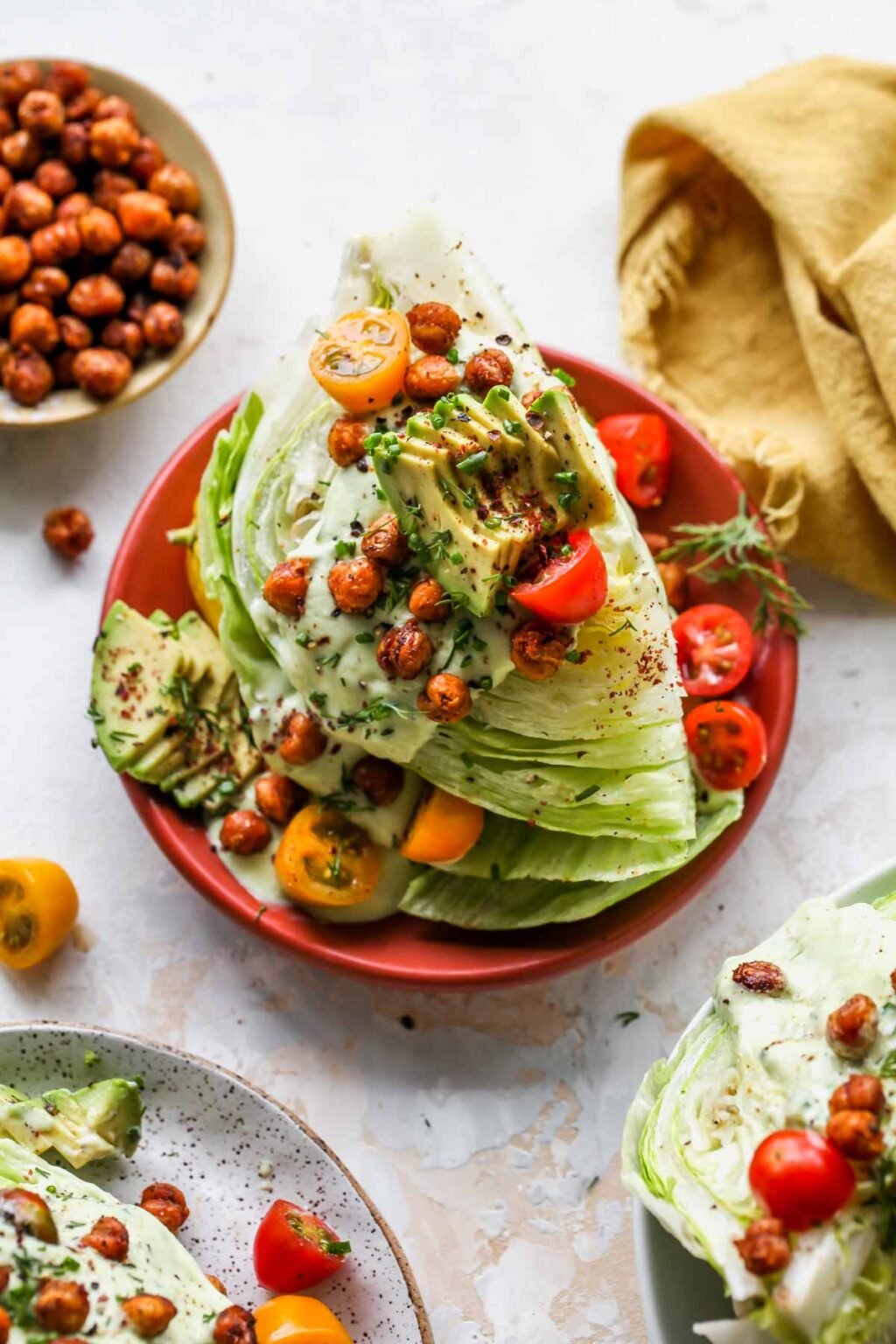 Wedge Salad with Avocado Ranch and Crispy Chickpeas - Dishing Out Health