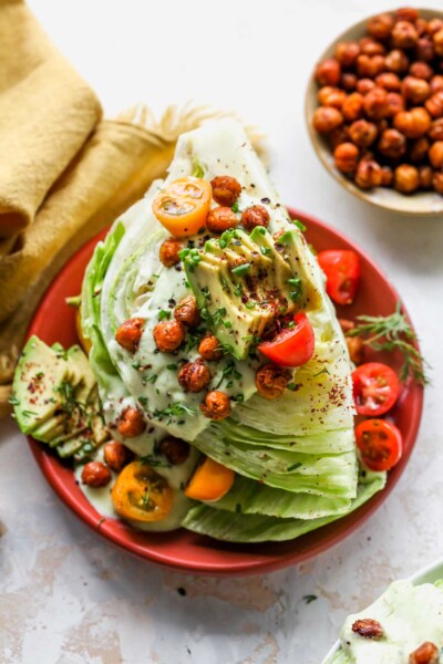 Wedge Salad with Avocado Ranch and Crispy Chickpeas - Dishing Out Health