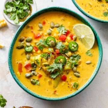 Coconut Curry Corn Chowder (Vegan) - Dishing Out Health