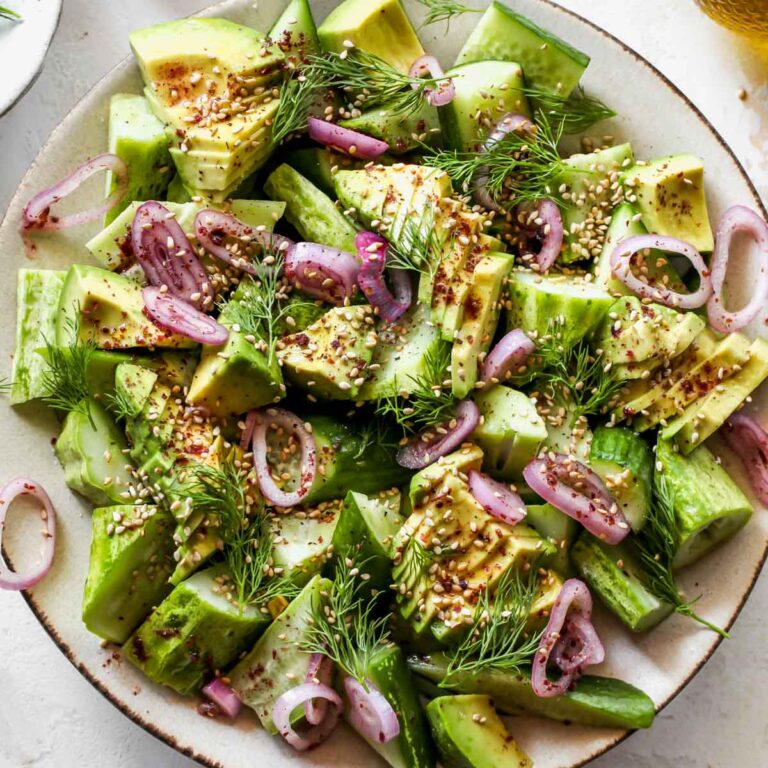Smashed Cucumber Salad with Feta-Dill Dressing - Dishing Out Health