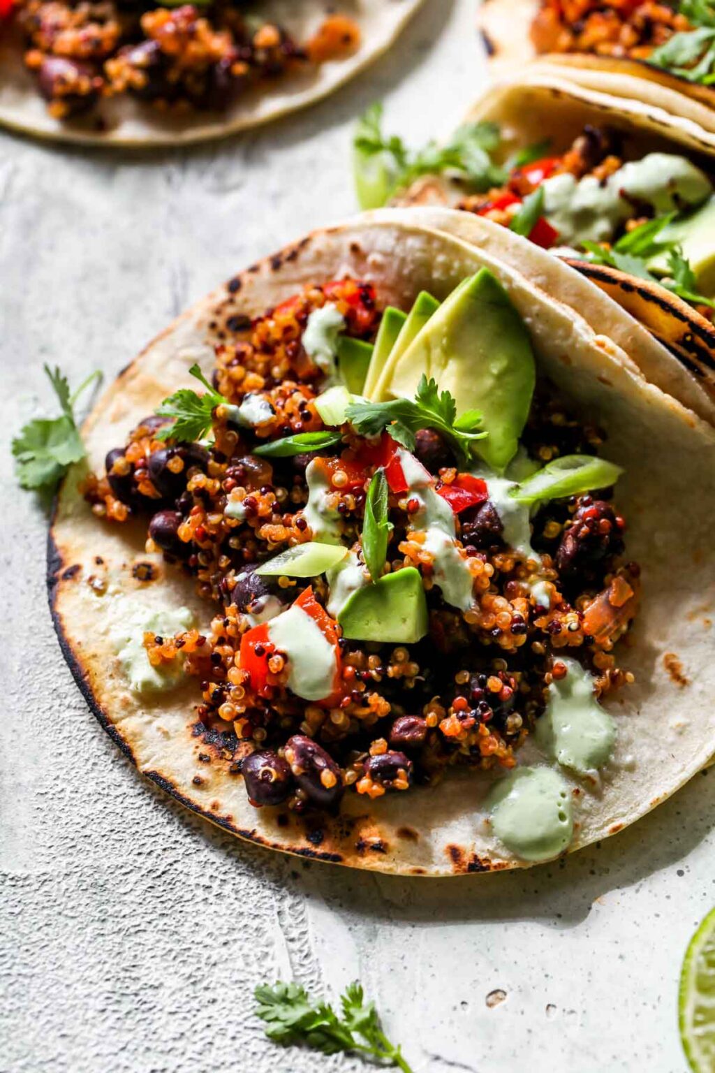 Zesty Quinoa Tacos with Cilantro Sauce - Dishing Out Health