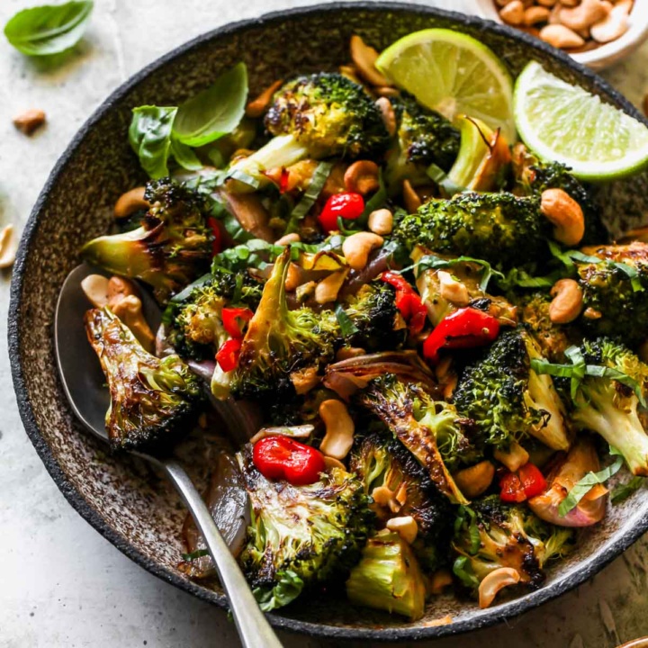 Roasted Broccoli with Chili-Garlic and Lime Sauce - Dishing Out Health