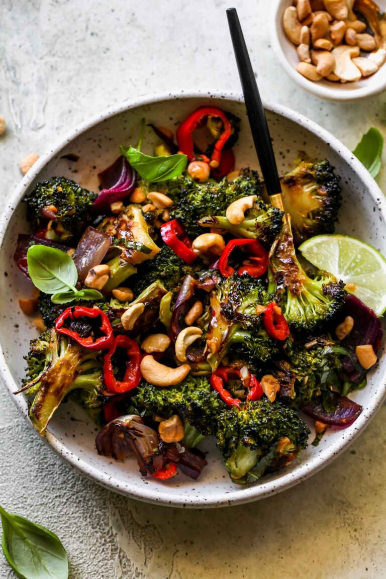 Roasted Broccoli with Chili-Garlic and Lime Sauce - Dishing Out Health