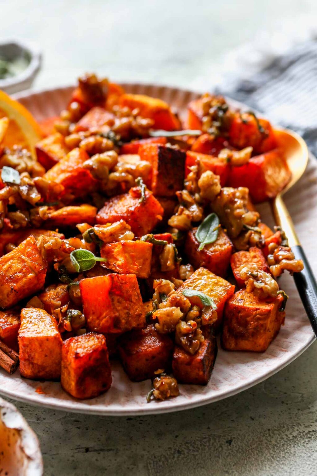 Roasted Butternut Squash with Candied Walnuts - Dishing Out Health