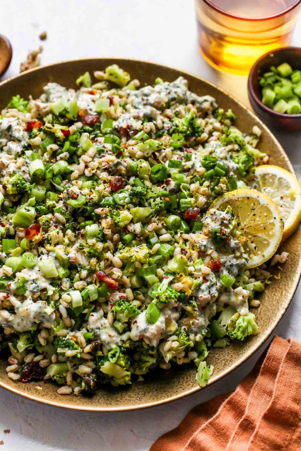 Super Green Grain Salad with Walnut Dressing - Dishing Out Health