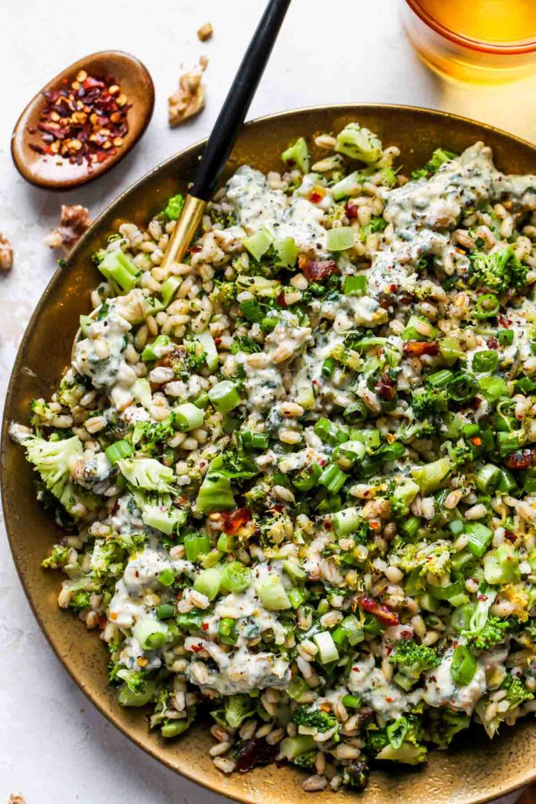 Super Green Grain Salad with Walnut Dressing - Dishing Out Health