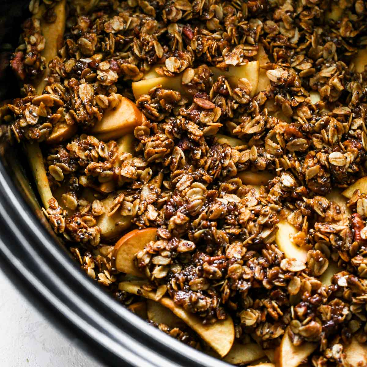 Slow Cooker Gingerbread Apple Pie Crumble - Dishing Out Health