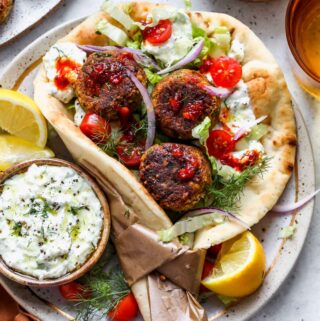 Falafel Gyros with Feta Tzatziki - Dishing Out Health