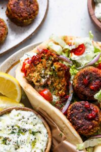 Falafel Gyros with Feta Tzatziki - Dishing Out Health