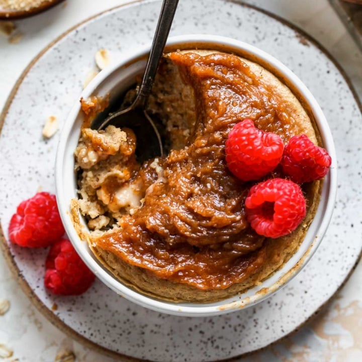 Peanut Butter Cookie Baked Oatmeal for One | Dishing Out Health
