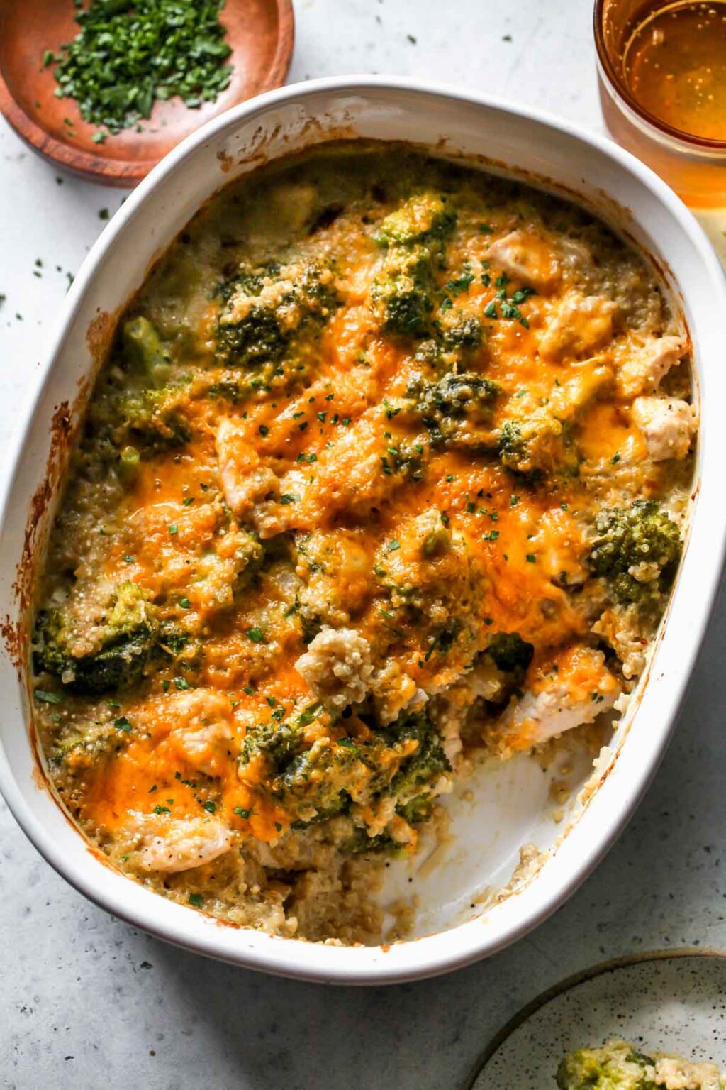 Cheesy Chicken and Broccoli Quinoa Bake - Dishing Out Health