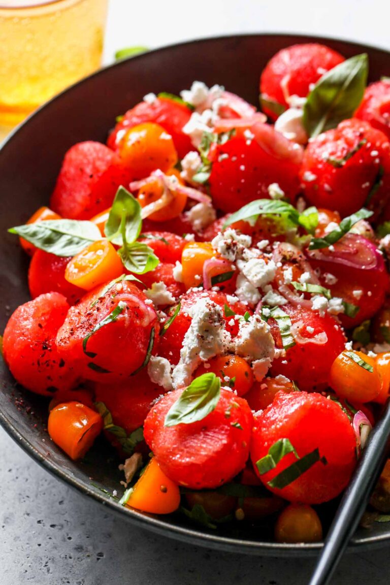 Watermelon and Tomato-Basil Salad - Dishing Out Health