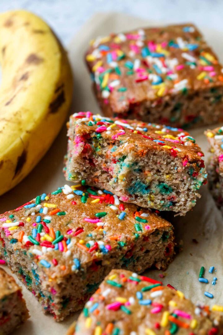 Funfetti Banana Bread Bars - Dishing Out Health