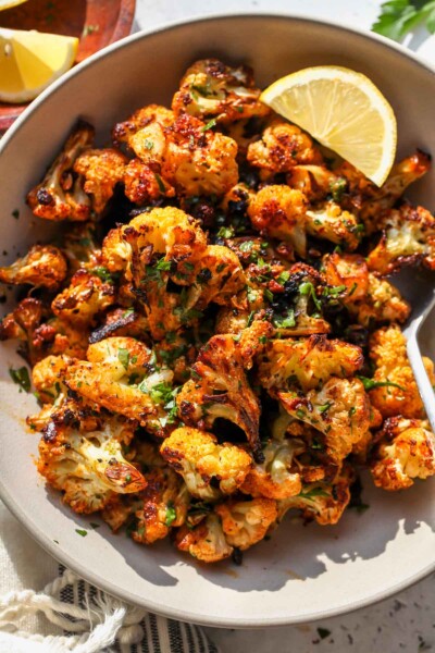 Our Favorite Garlic-Parmesan Roasted Cauliflower - Dishing Out Health