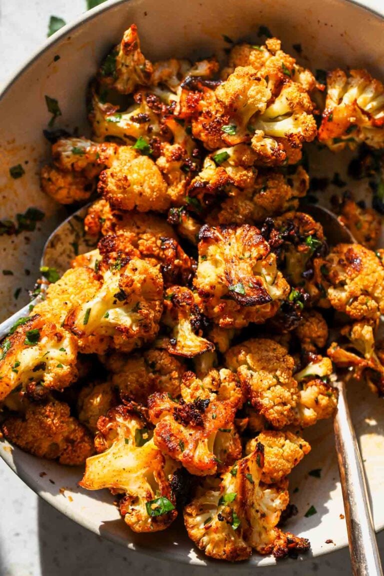 Our Favorite Garlic-Parmesan Roasted Cauliflower - Dishing Out Health