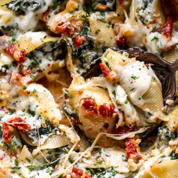 Pesto Stuffed Shells with Vodka Sauce - Dishing Out Health