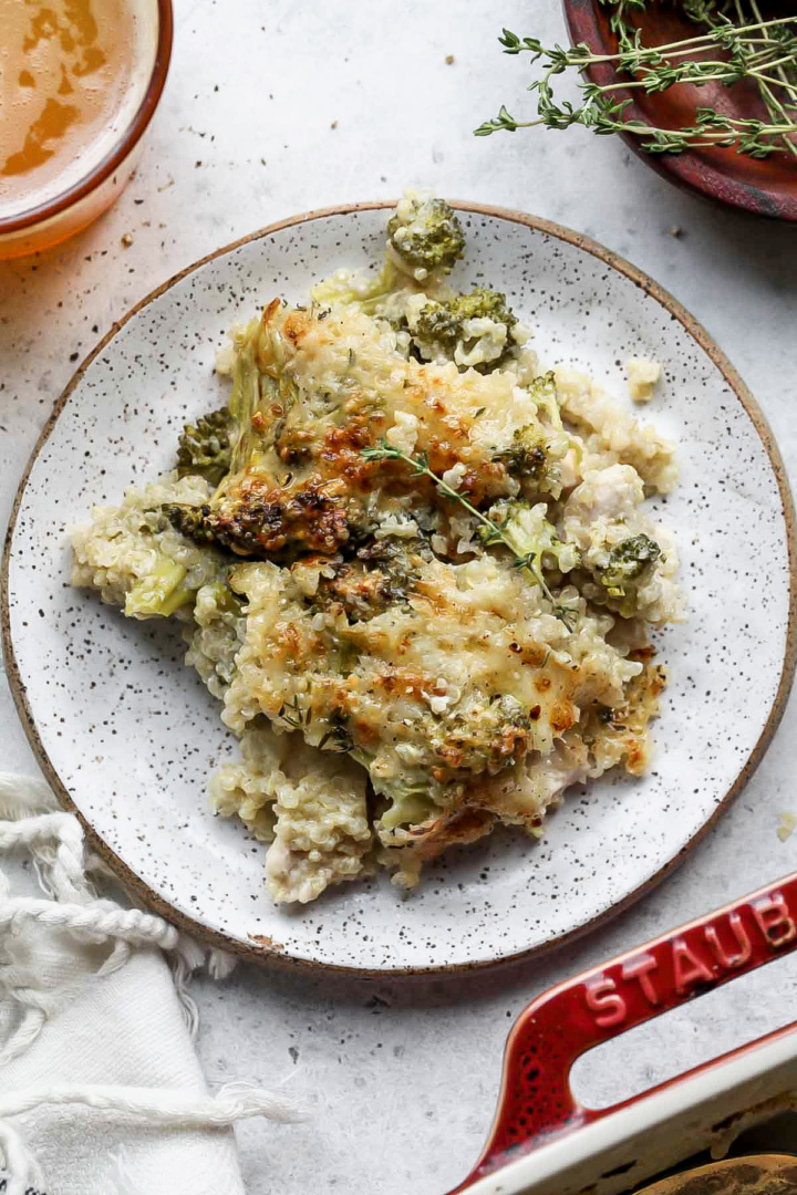 Cheesy Chicken and Broccoli Quinoa Bake - Dishing Out Health