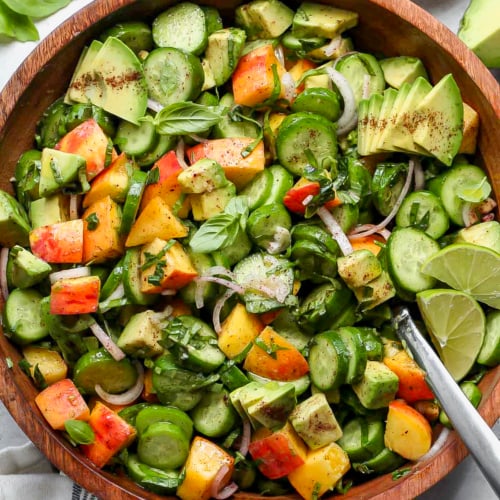 Smashed Cucumber Salad with Feta-Dill Dressing - Dishing Out Health