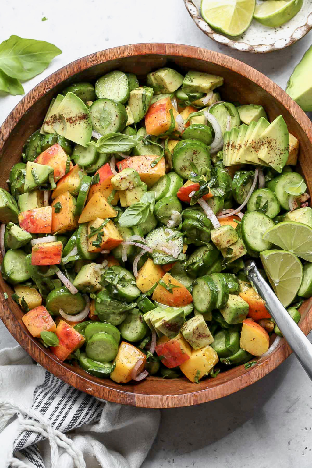 Cucumber Peach Salad - Dishing Out Health