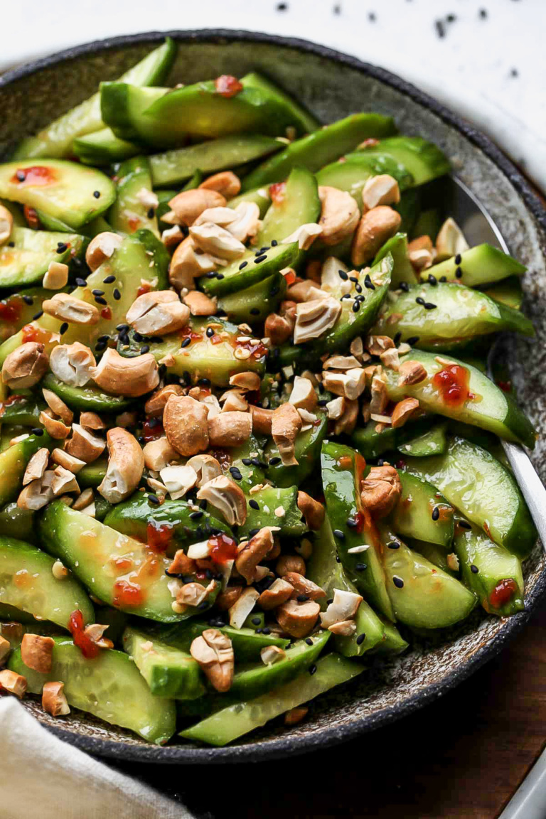 10-Minute Asian Cucumber Salad - Dishing Out Health