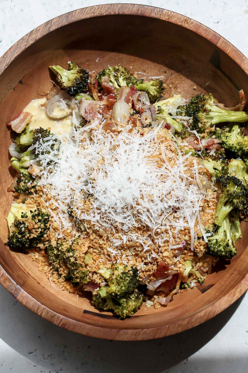 Roasted Broccoli Salad with Miso-Caesar Dressing - Dishing Out Health