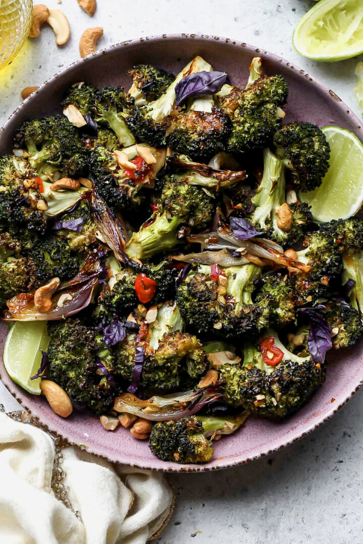 Roasted Broccoli with Chili-Garlic and Lime Sauce - Dishing Out Health