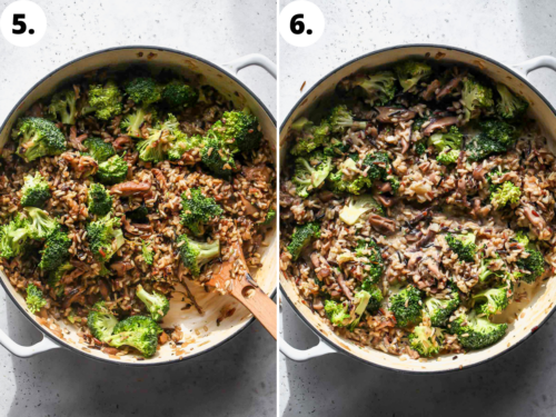 One Pan Wild Rice and Cheesy Broccoli Casserole - Dishing Out Health