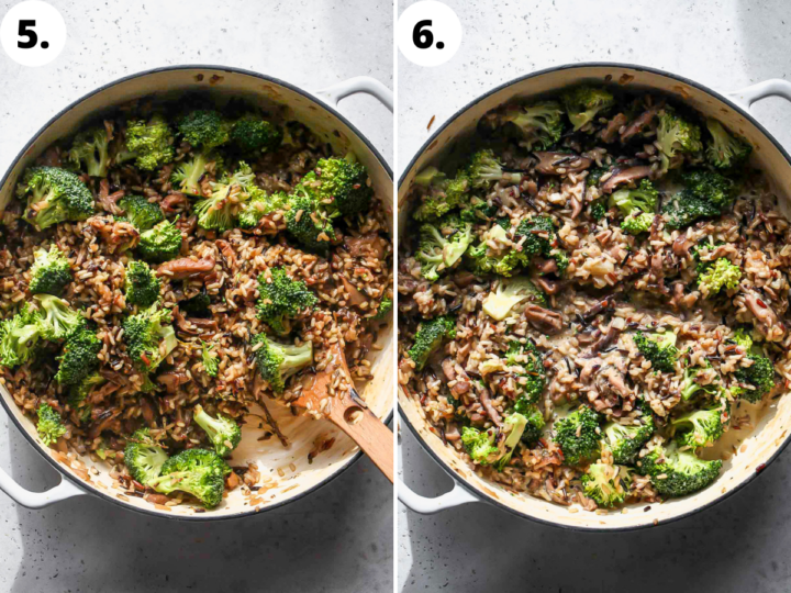 One Pan Wild Rice and Cheesy Broccoli Casserole - Dishing Out Health