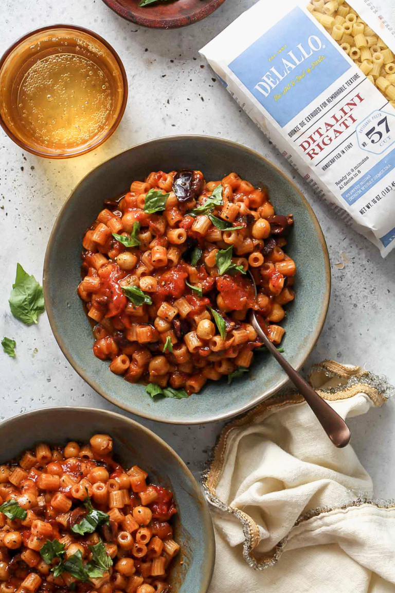 One Pot Puttanesca with Chickpeas - Dishing Out Health