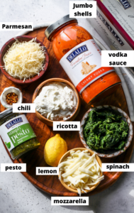 Pesto Stuffed Shells with Vodka Sauce - Dishing Out Health