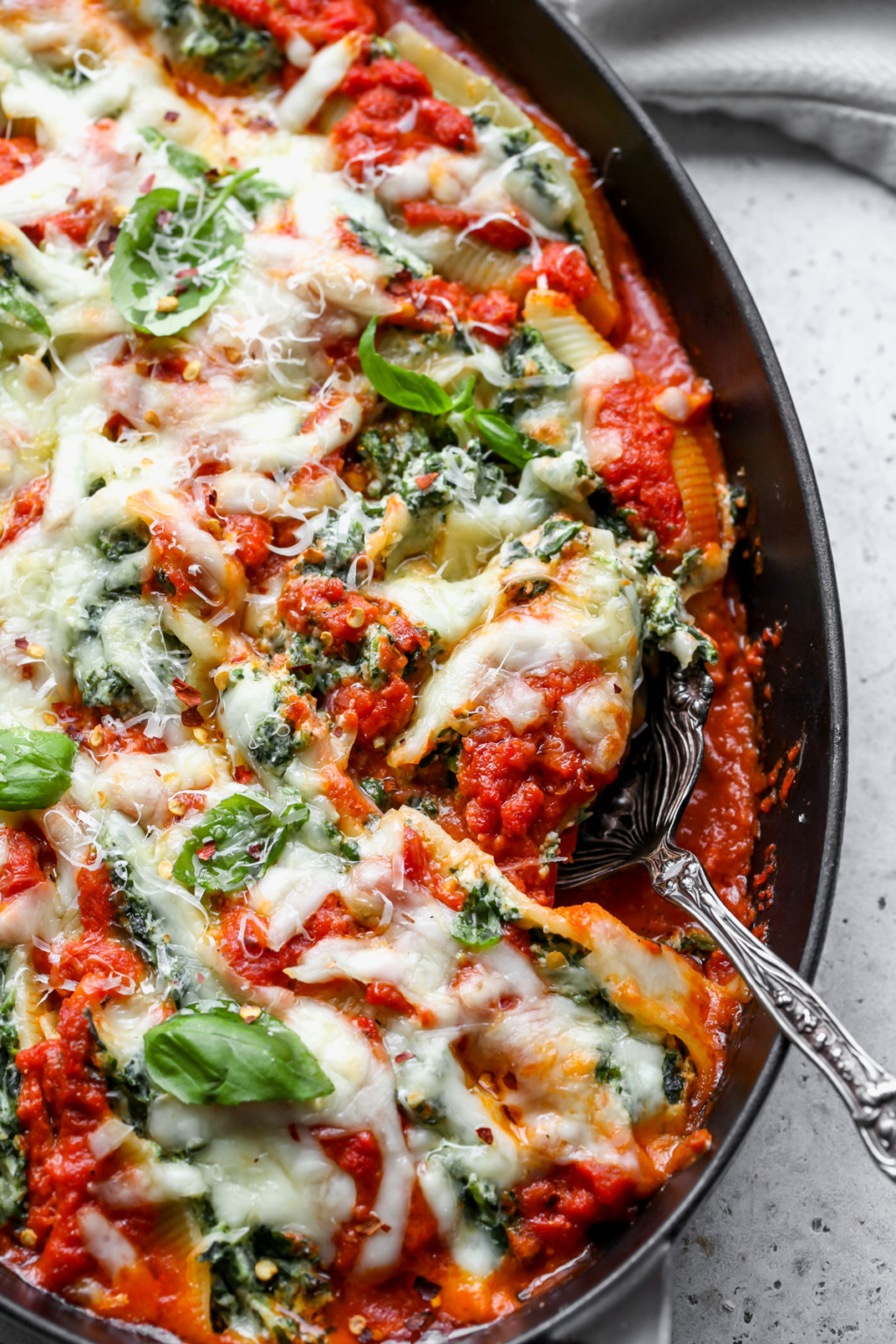 Pesto Stuffed Shells with Vodka Sauce - Dishing Out Health