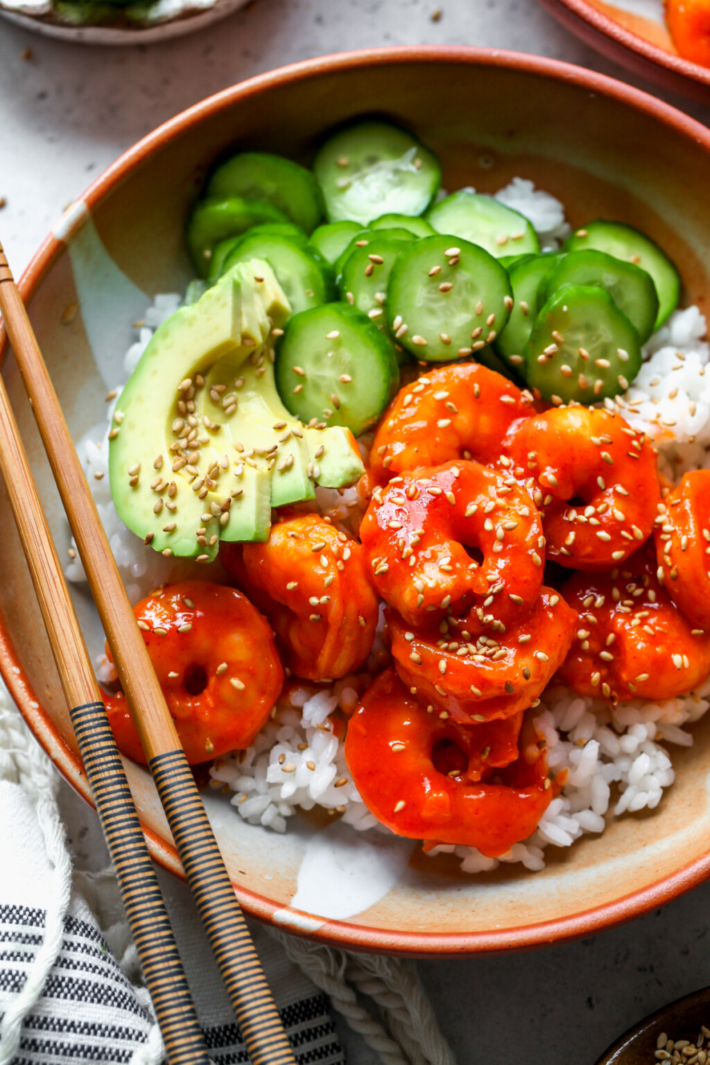 Honey-Gochujang Shrimp Bowls - Dishing Out Health